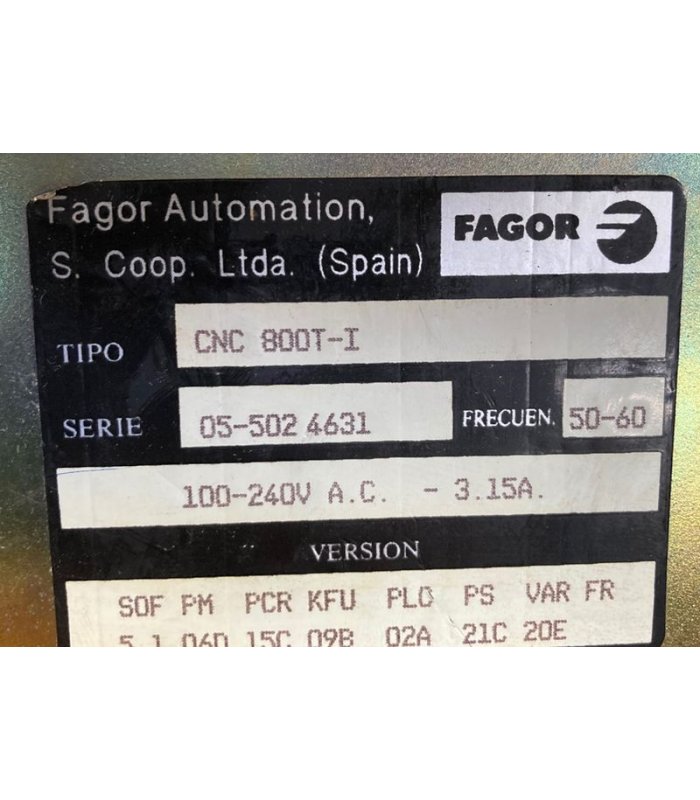 FAGOR CNC 800T-I NC