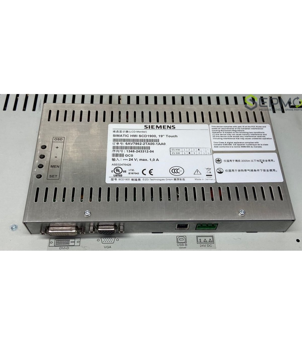 Ecran SIMATIC HMI SCD1900 19'' Touch SIEMENS 6AV7862-2TA00-1AA0