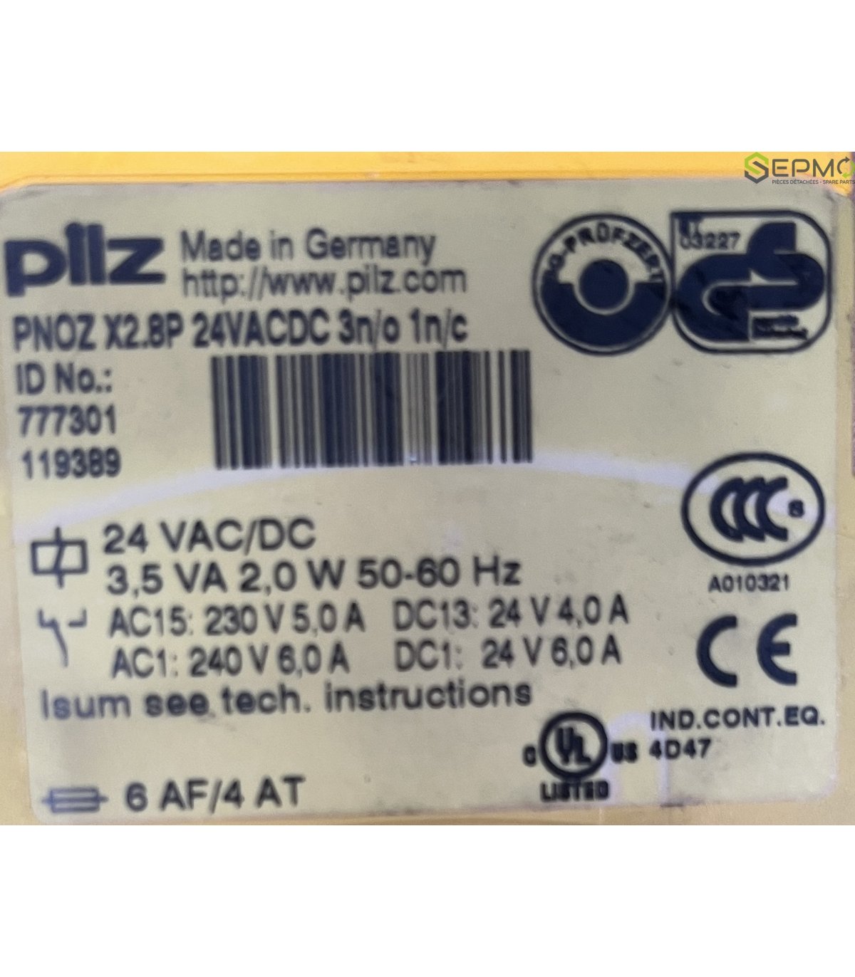Relais PILZ 777301 PNOZ X2.8P 24VACDC 3N/0