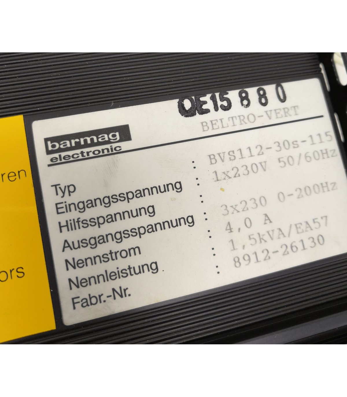 BARMAG ELECTRONIC BVS112-30s-115 1,5KVA 4A